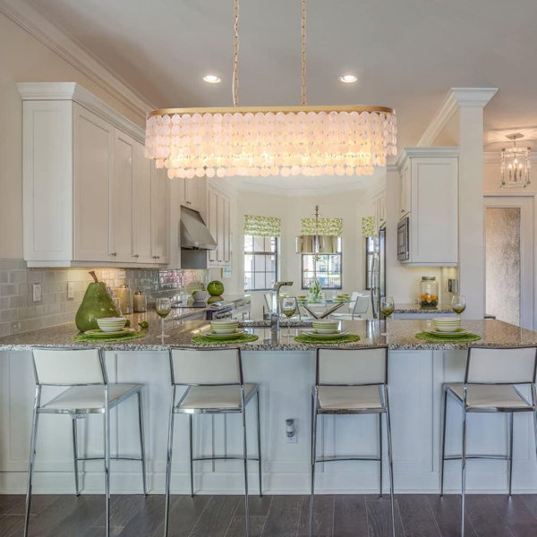 Rosecliff Heights 42'' Gold Rectangular Capiz Shell Chandelier With 5 ...