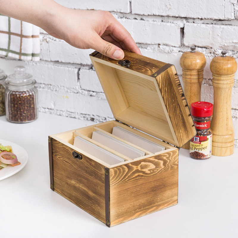 Loon Peak® Solid Wood Recipe Card Box | Wayfair