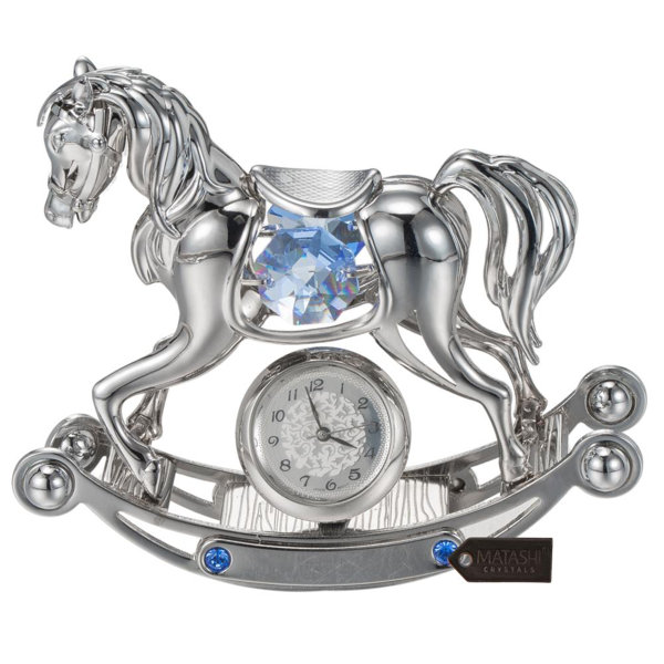 MatashiCrystal Crystal Studded Rocking Horse Desk Clock Figurine ...
