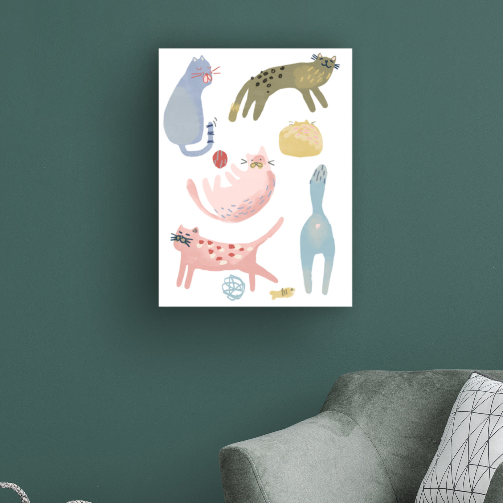 Harriet Bee Cat Squad III by June Erica Vess - Wrapped Canvas Graphic ...