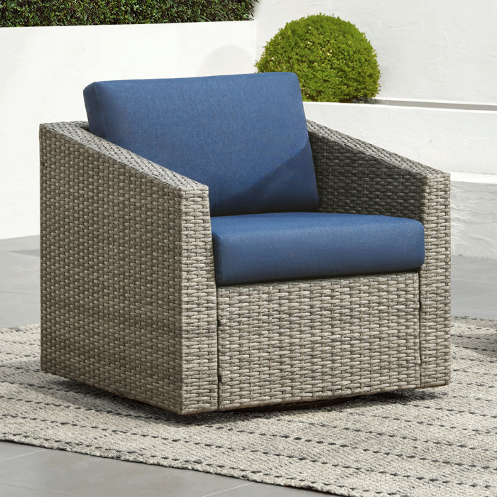 Red Barrel Studio® Tiaka Outdoor Swivel Rattan Single Patio Chair with ...