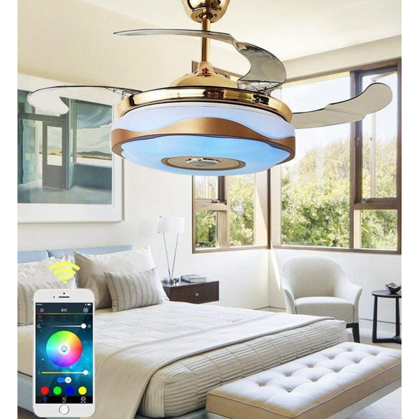 Mercer41 Ediany 36" Bluetooth Ceiling Fan with Dimmable LED Lights and ...