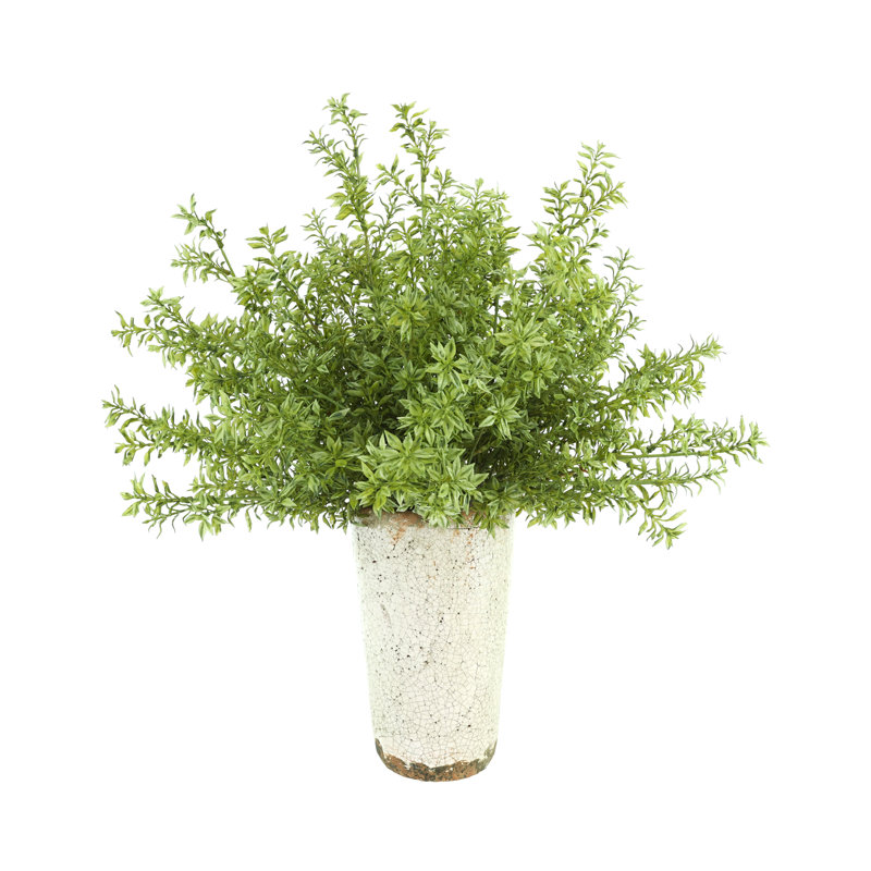 Primrue Faux Tea Leaves Arranged in Ceramic Vase | Wayfair