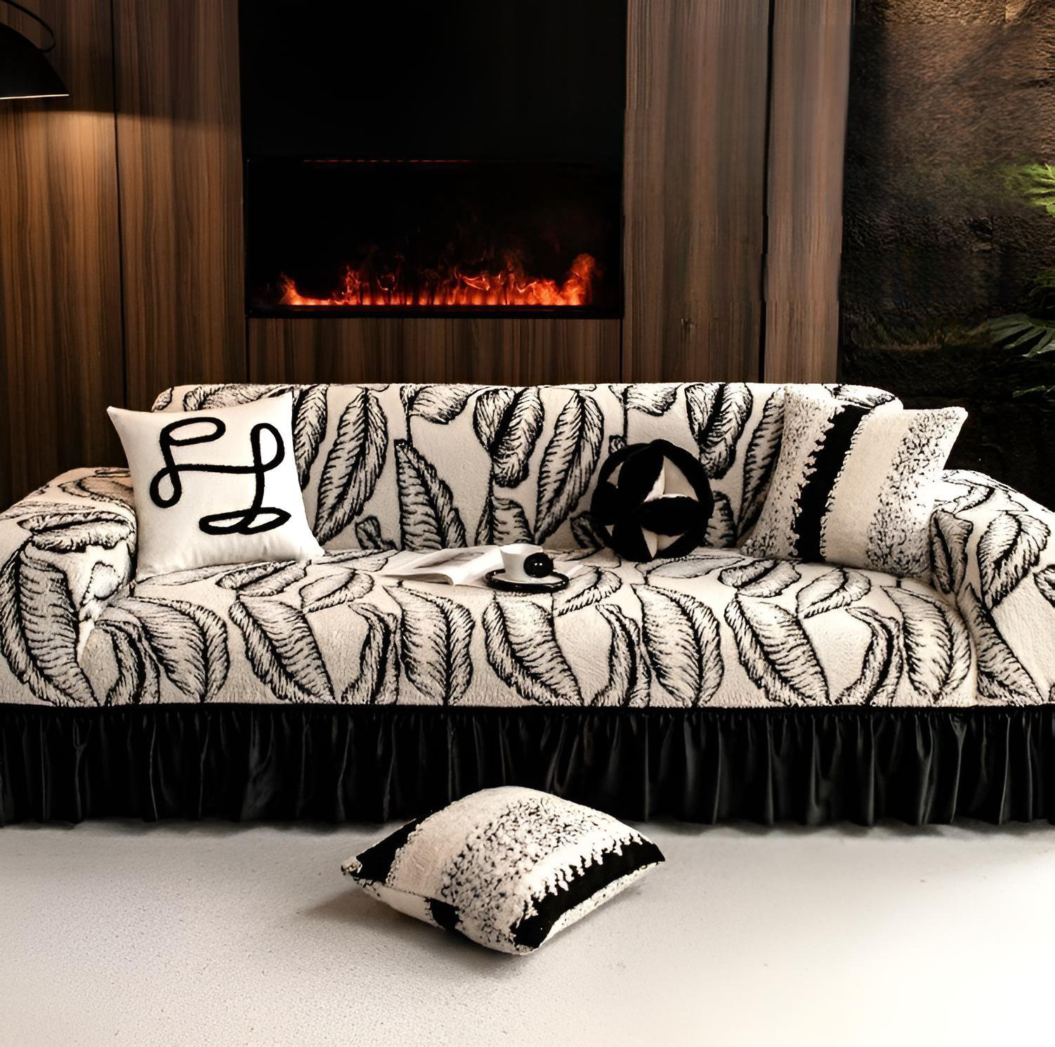ACHERNAR LLC Thickened Plush Sofa Cover, Full Coverage Sofa Protection ...