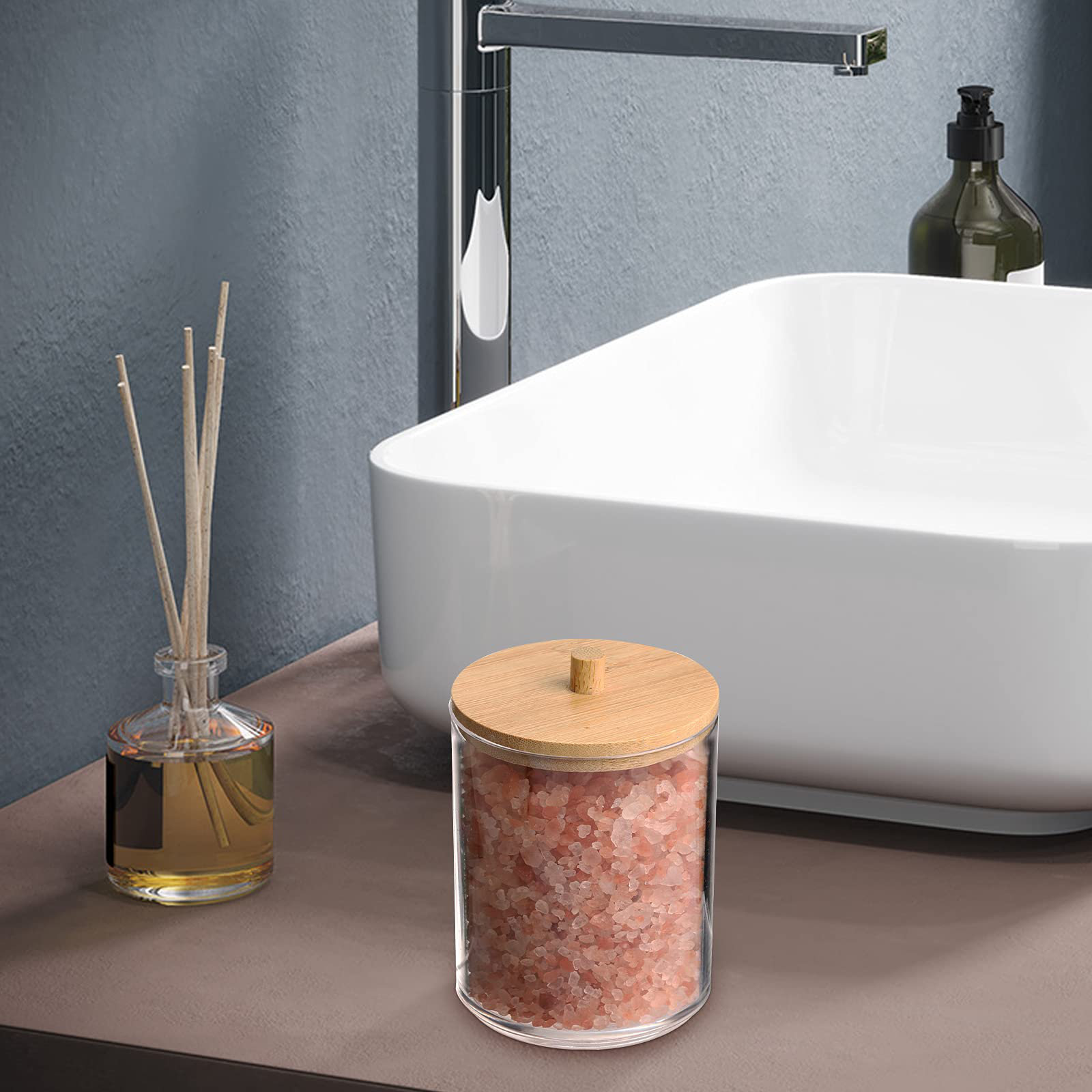 Gracie Oaks Cotton Swab Holder Bathroom Container, 10/7 OZ Cotton Ball ...