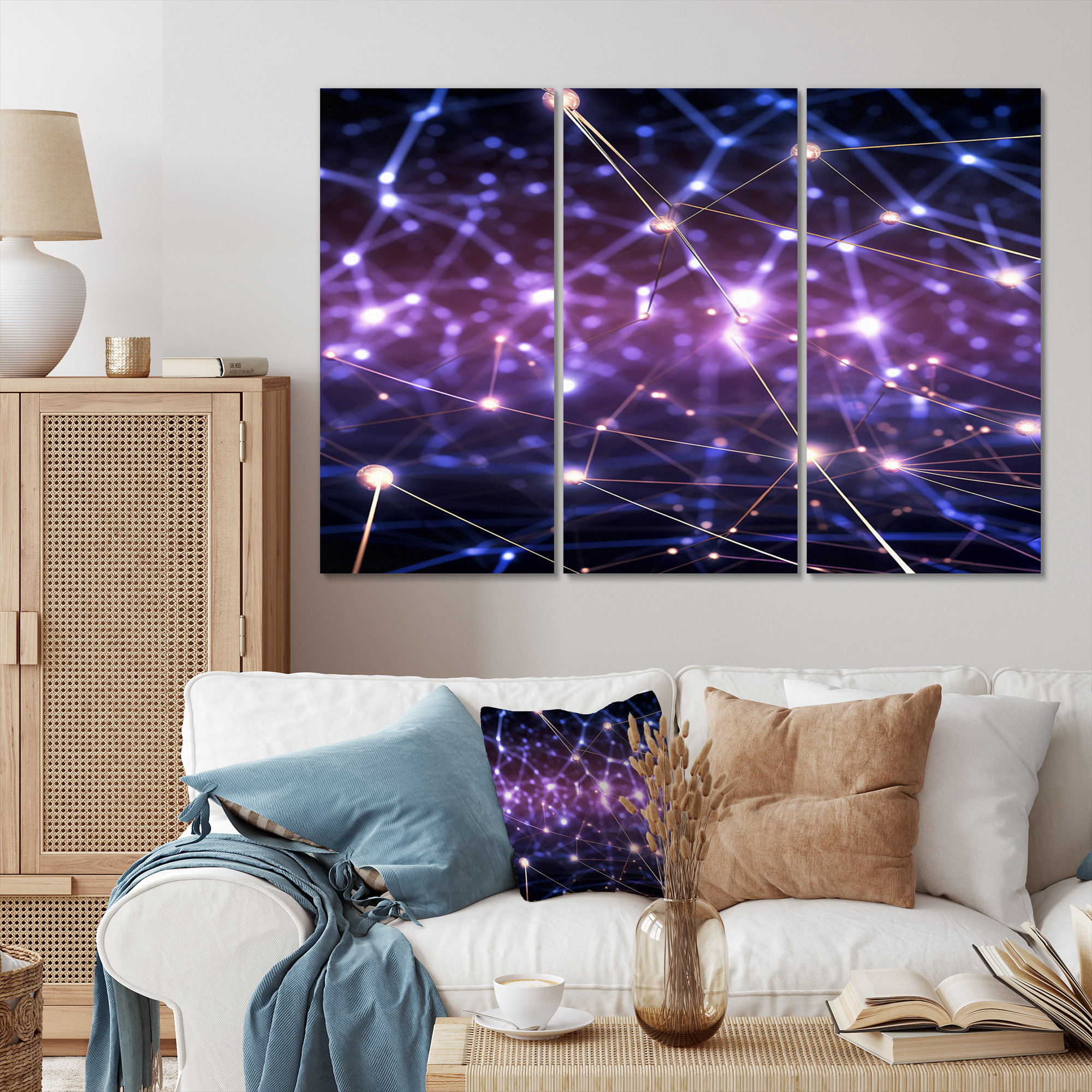 Brayden Studio® Abstract Light Infinity Matrix On Canvas 3 Pieces Print ...