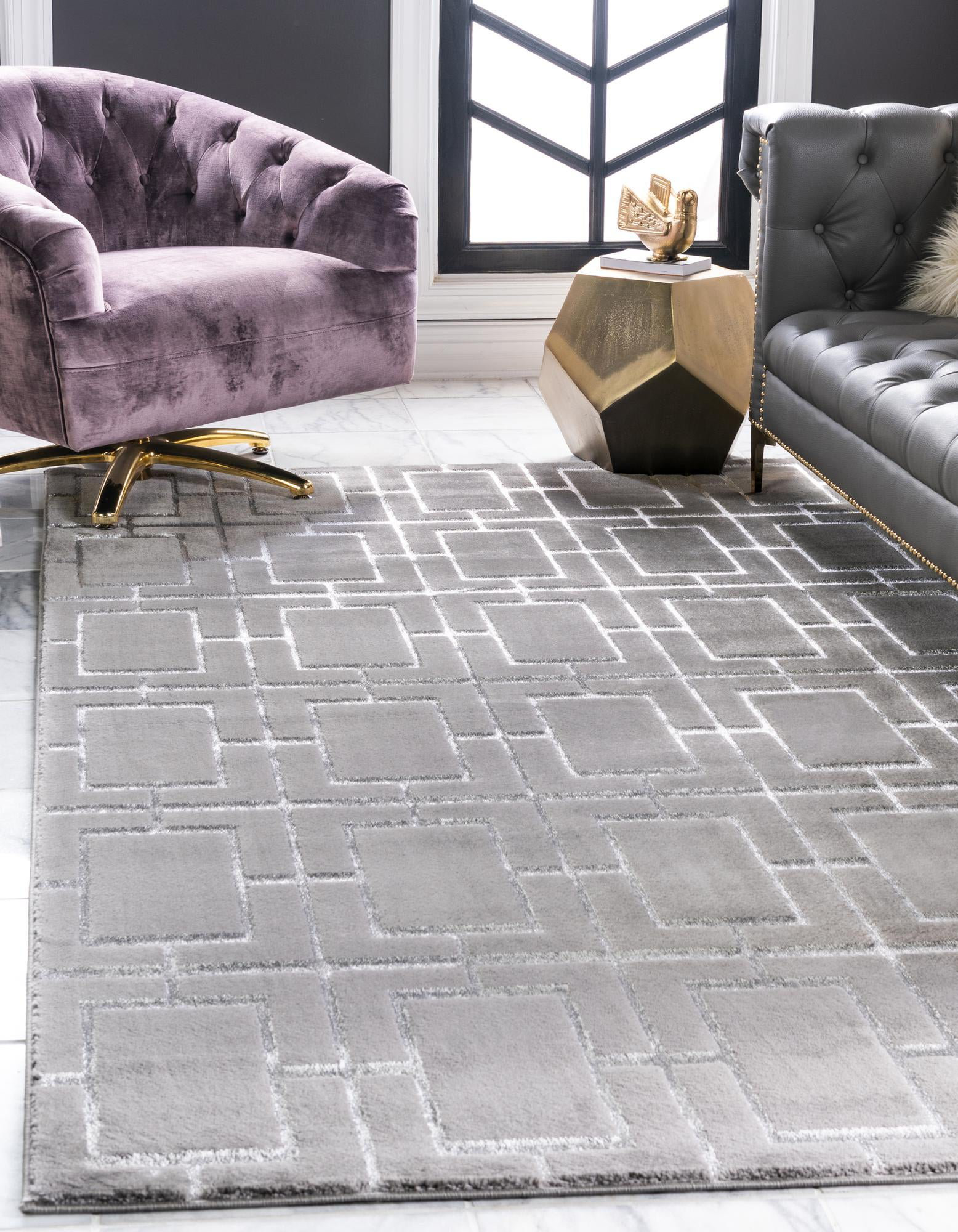 MarilynMonroe Glam Geometric Gray Silver Area Rug & Reviews | Wayfair