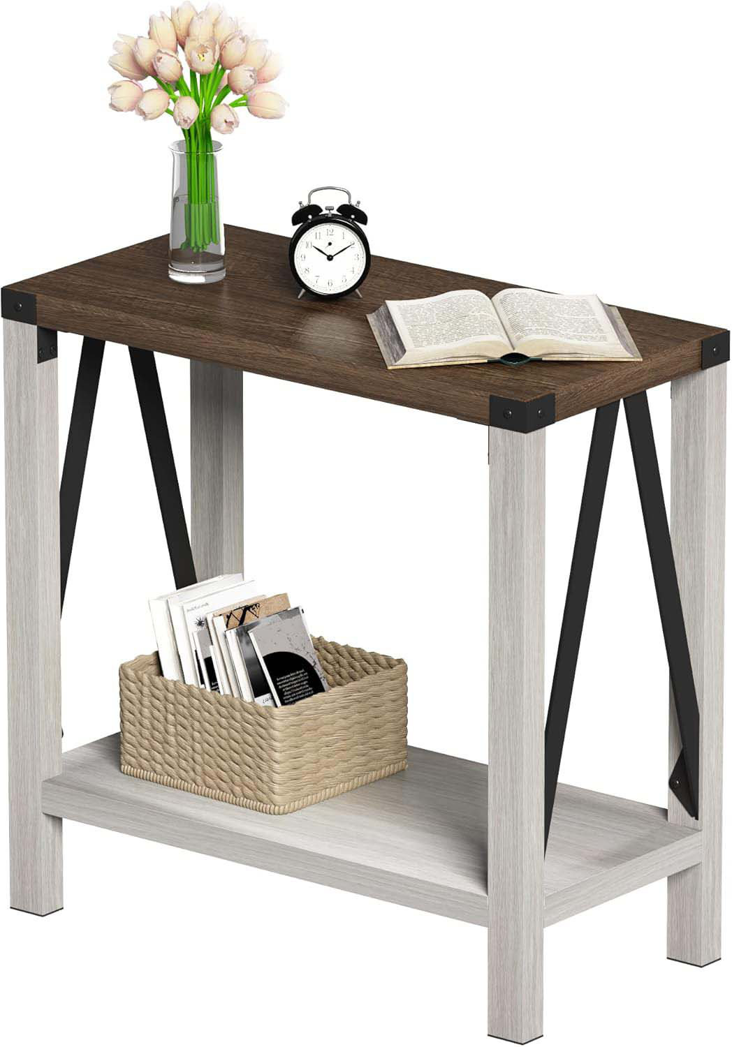 Ophelia & Co. Farmhouse End Table For Small Spaces, Narrow Side End ...