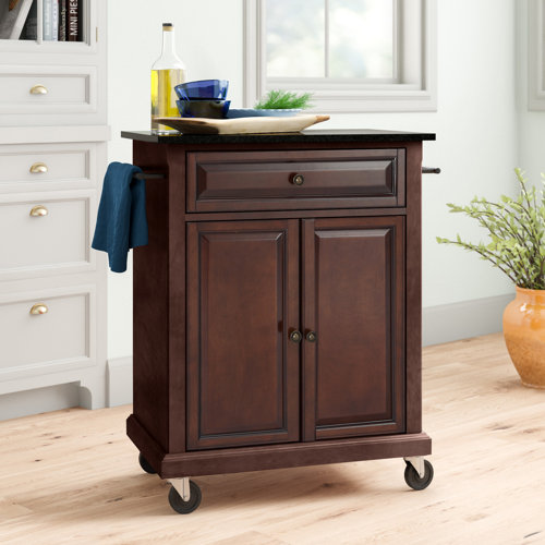 Three Posts™ Hedon Granite Top Kitchen Cart & Reviews | Wayfair