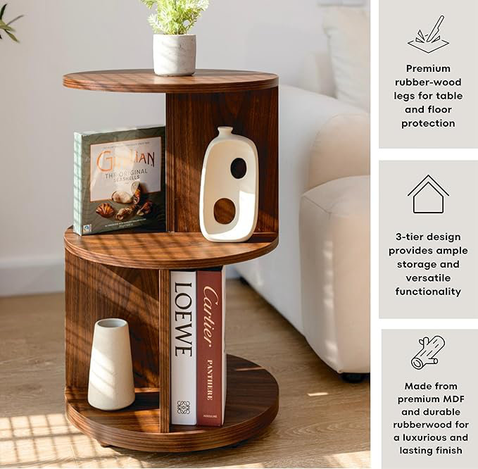 George Oliver Living Room Side Table, Office Round Bookshelf End Table ...