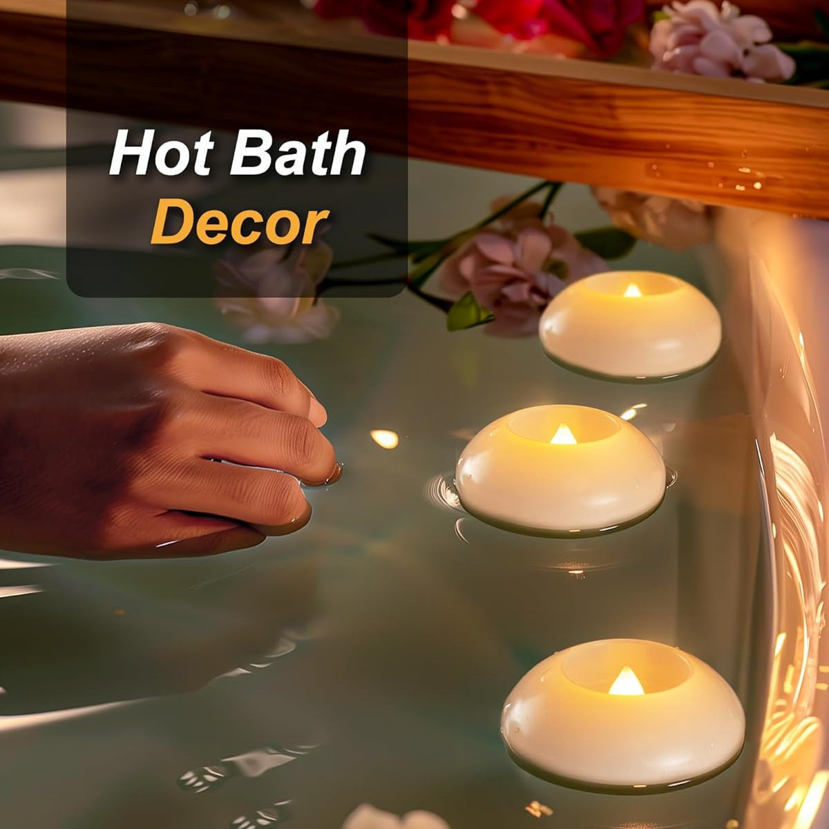 Symple Stuff White Real Wax 3 Inch Flameless Floating Candles, 100 ...