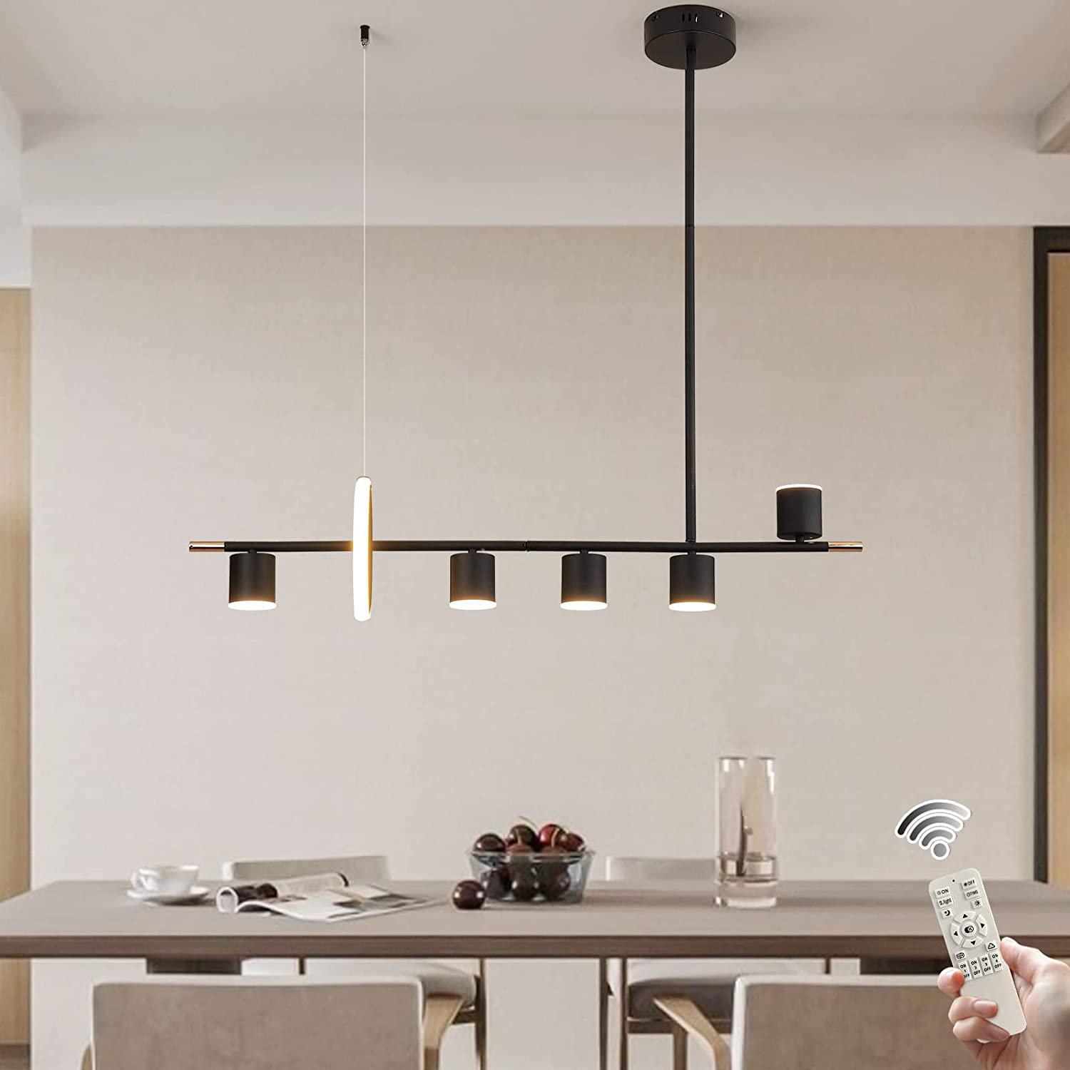 Orren Ellis Tyreik Modern 6 - Light Black Kitchen Island Linear LED ...