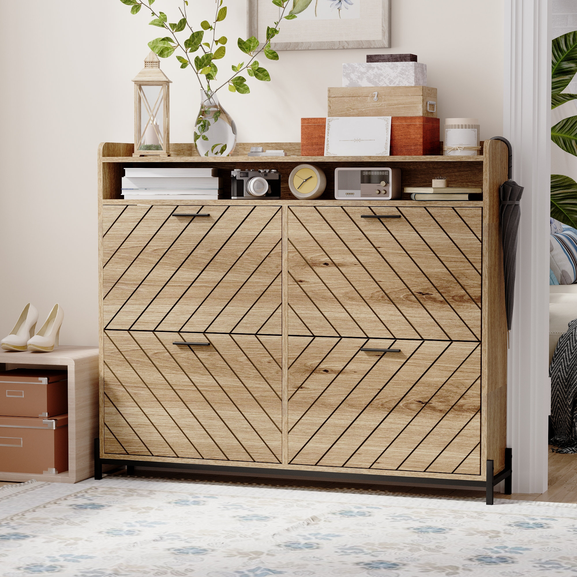 Corrigan Studio® Space-saving Mdf Modern Rustic Shoe Cabinet For ...
