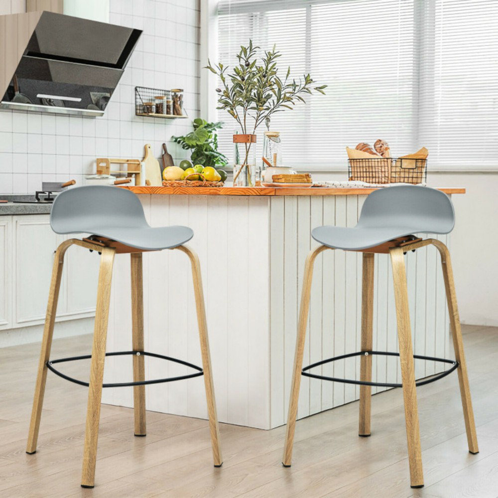 17 Stories Set of 2 Modern Barstools Pub Chairs with Low Back and Legs ...