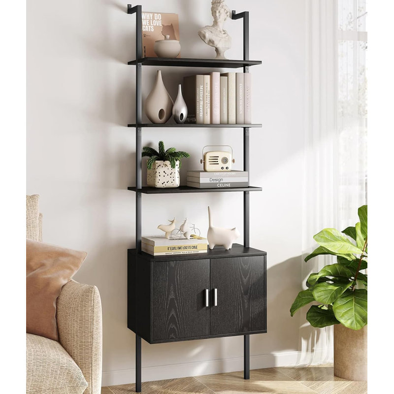 17 Stories Shelves With Cabinets, Wall Mounted Shelves With Industrial ...