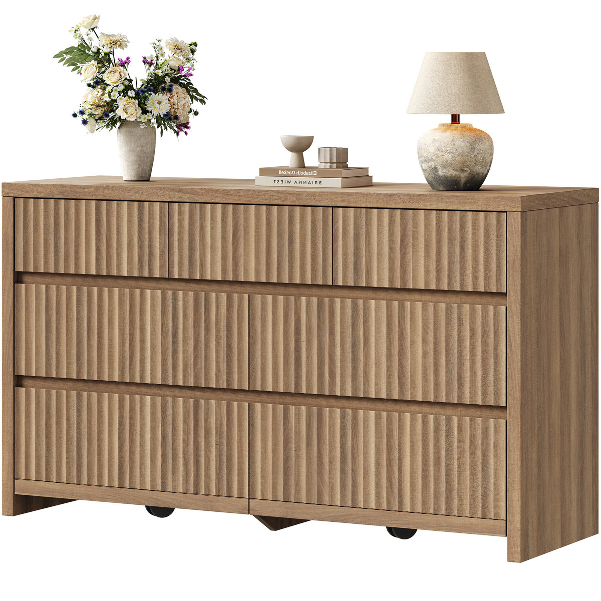 Bay Isle Home™ Allete 55.2"W Modern Fluted Panel 7-Drawer Dresser | Wayfair
