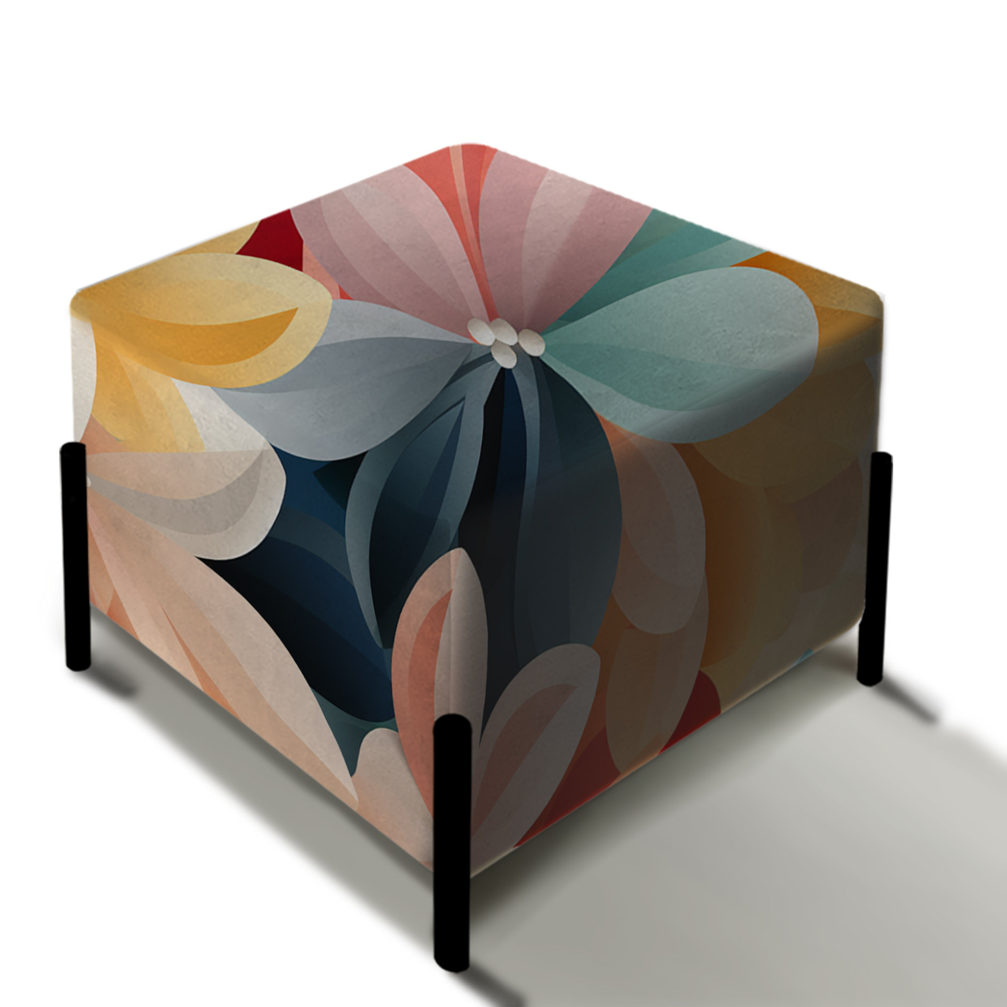 Design Art Monochromatic Zen - Floral Square Ottoman | Wayfair