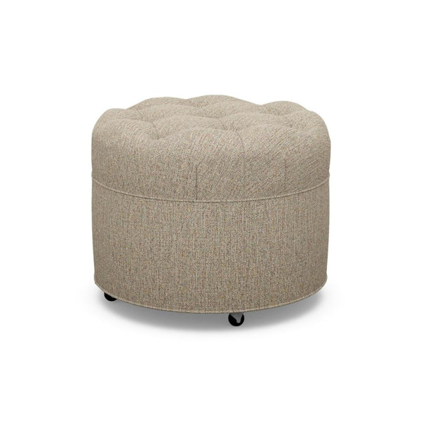 Paul Robert 24" Wide Tufted Round Footstool Ottoman | Perigold