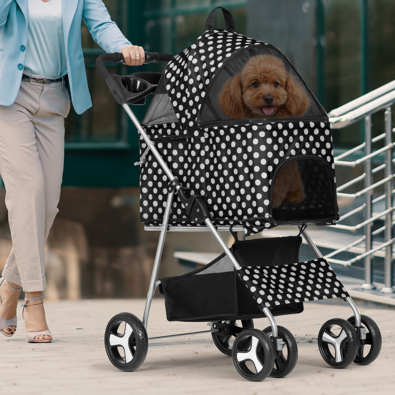 Magshion 3-In-1 Pet Stroller Foldable Pet Stroller With Weather Cover ...