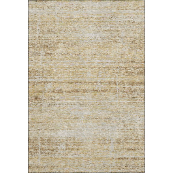 17 Stories Premium Machine Washable Gerardo Gold Rug | Wayfair