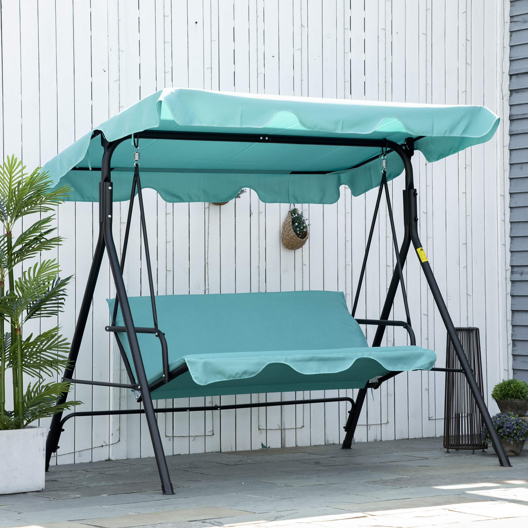 August Grove Outsunny Patio Porch Swing Chair With Adjustable Canopy ...