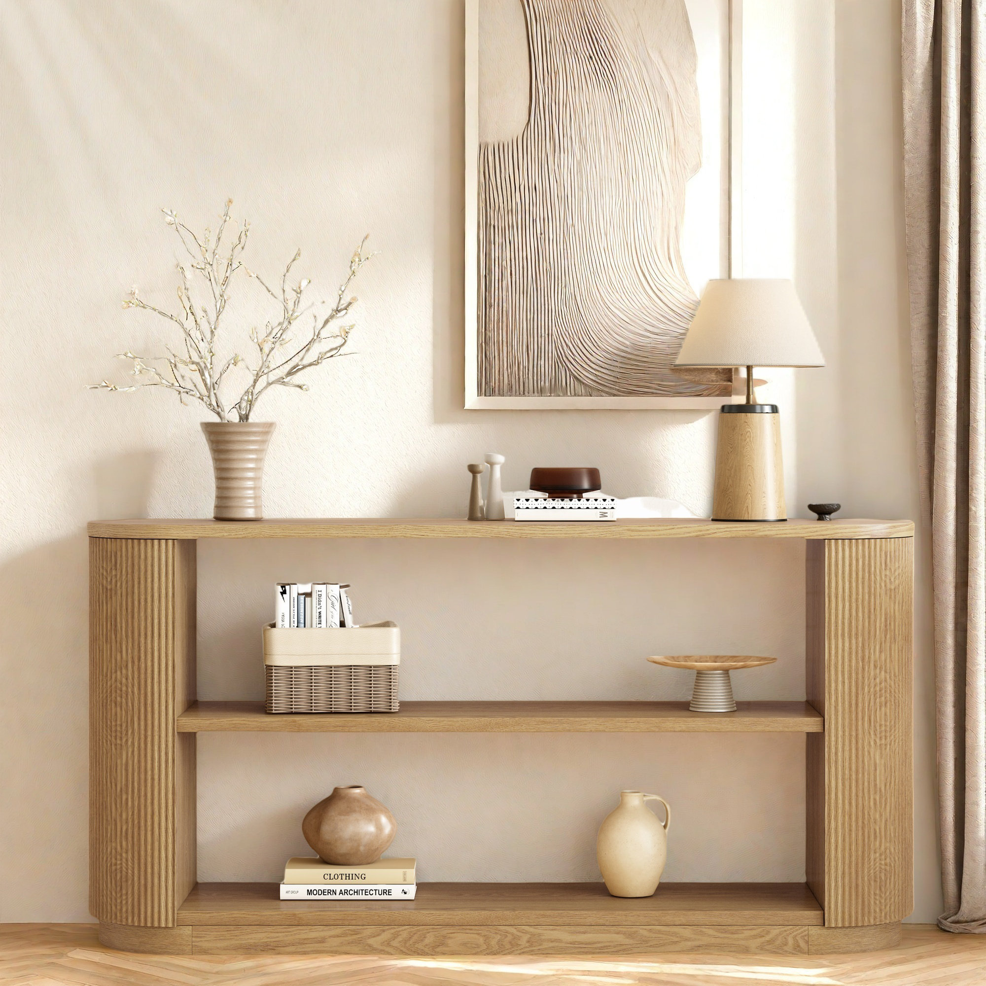 Brayden Studio® Console Table With Open Shelf And Elegant Wood Grain ...