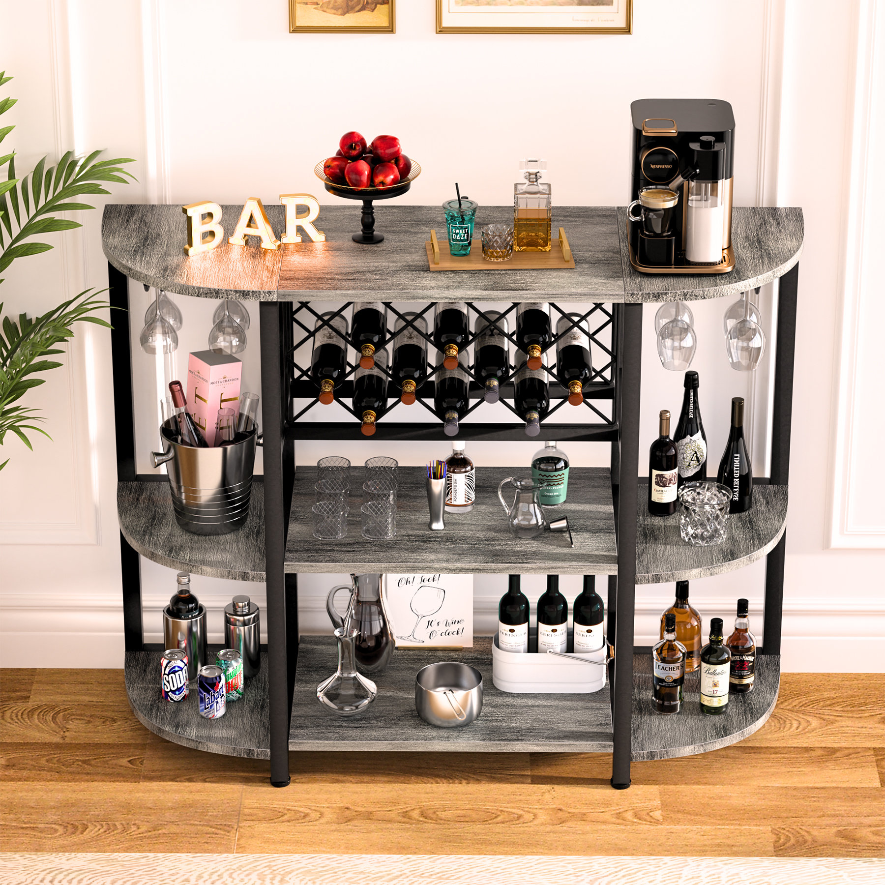 17 Stories Quavis 47.24" Storage Wine Bottle & Glass Rack & Reviews ...