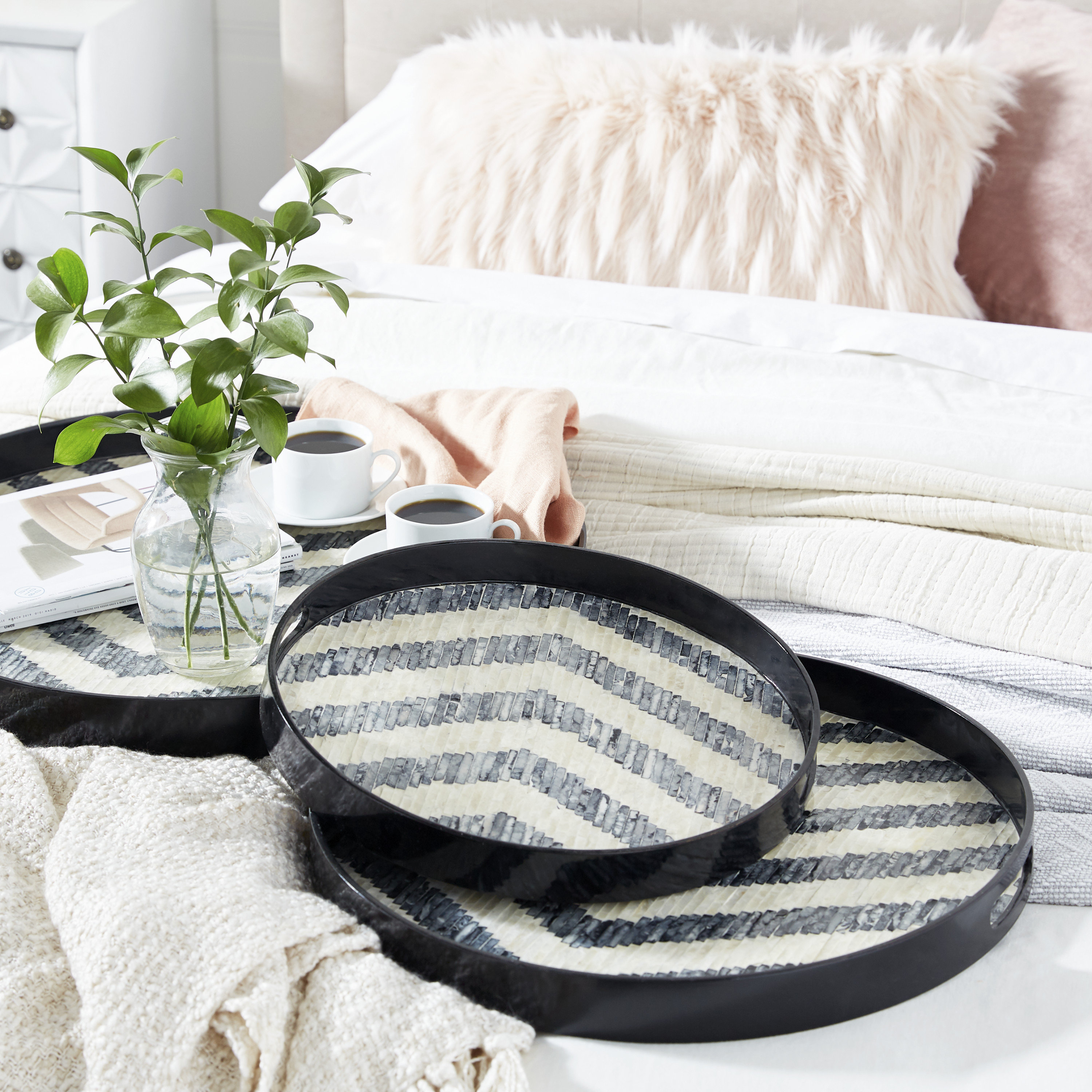 Wade Logan® Bok 3 Piece Serving Tray Set | Wayfair