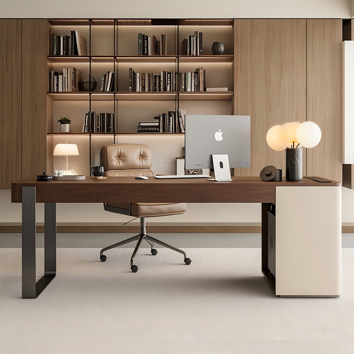 Isla Hopping Mid-Century Modern Saddle Leather Multilayer Solid Wood ...