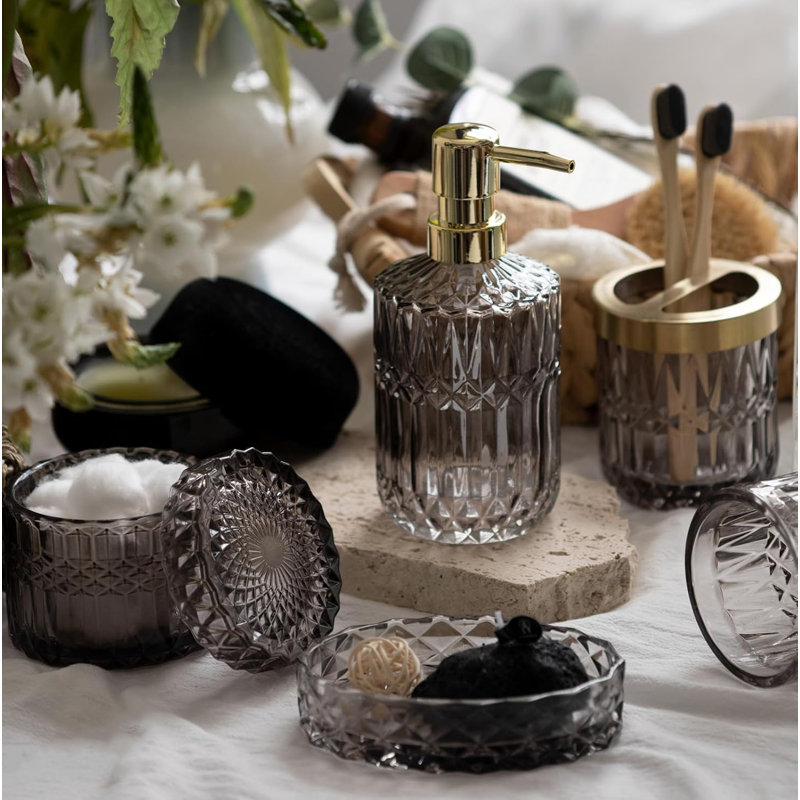 Everly Quinn 6PCS Bathroom Clear Glass Accessories Set | Wayfair