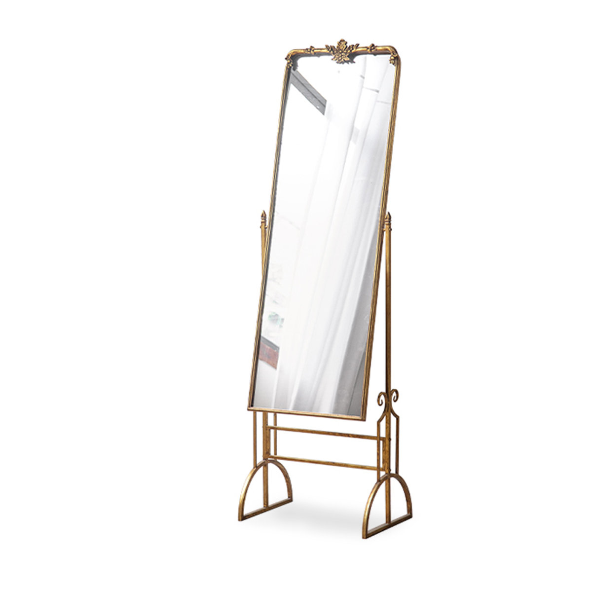 Rosdorf Park Gilded French Court Iron - Frame Floor Mirror | Wayfair