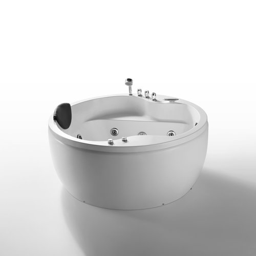 Empava 59 in. Acrylic Right Side Drain Round Alcove Whirlpool Bathtub ...