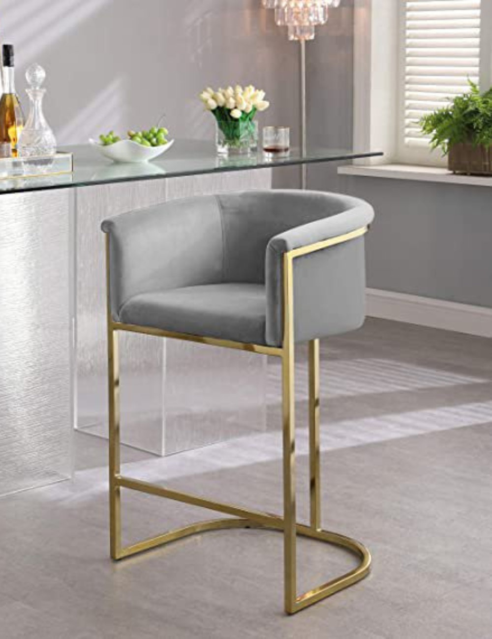 Everly Quinn Set of 2 Andarta 27-Inch Velvet Upholstered Counter Stools ...