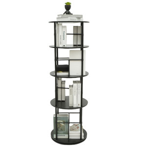 Ebern Designs Rotating Bookshelf 4 Tier 360° Revolving Floor Standing ...