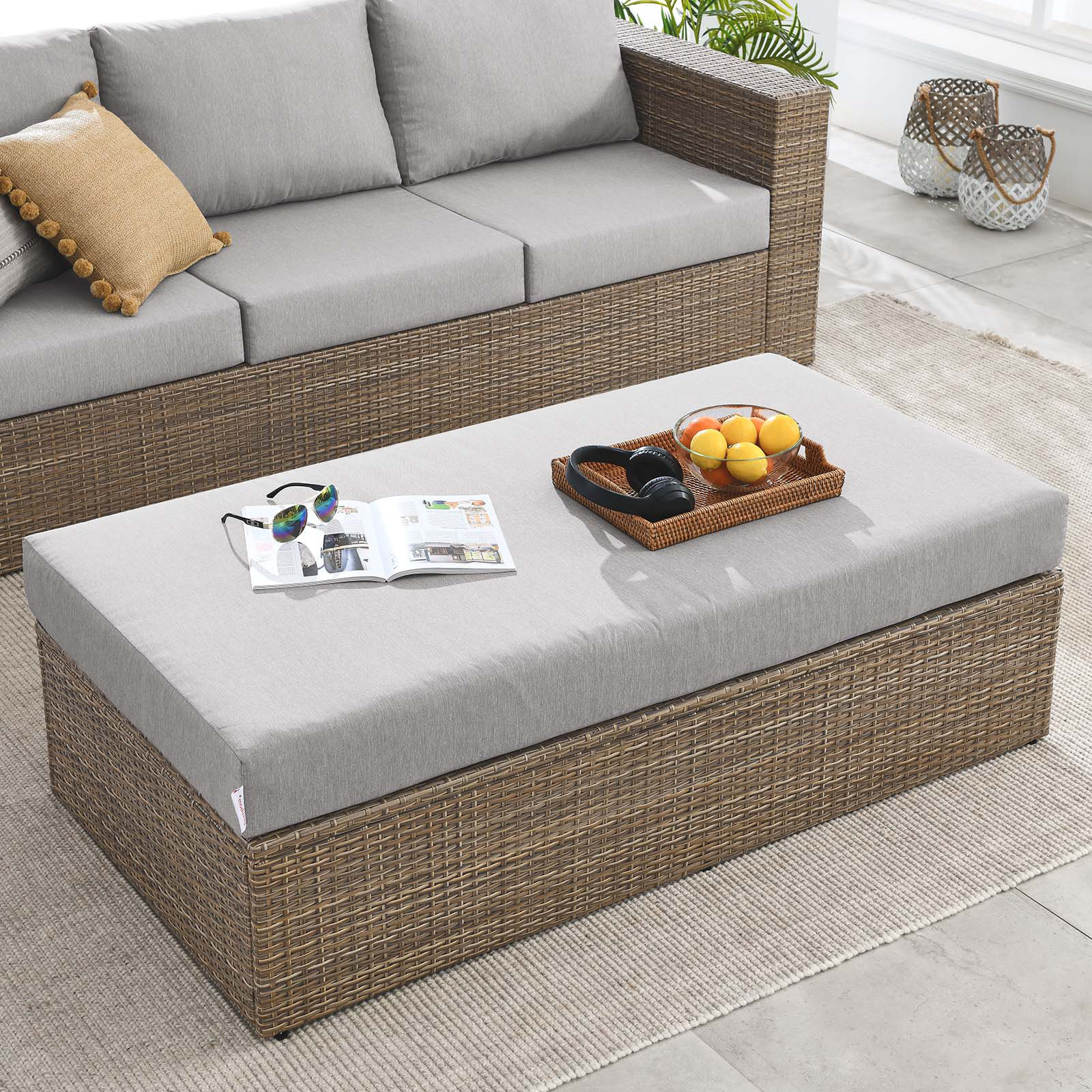 Modway Convene Outdoor Patio Outdoor Patio Rectangle Ottoman In ...