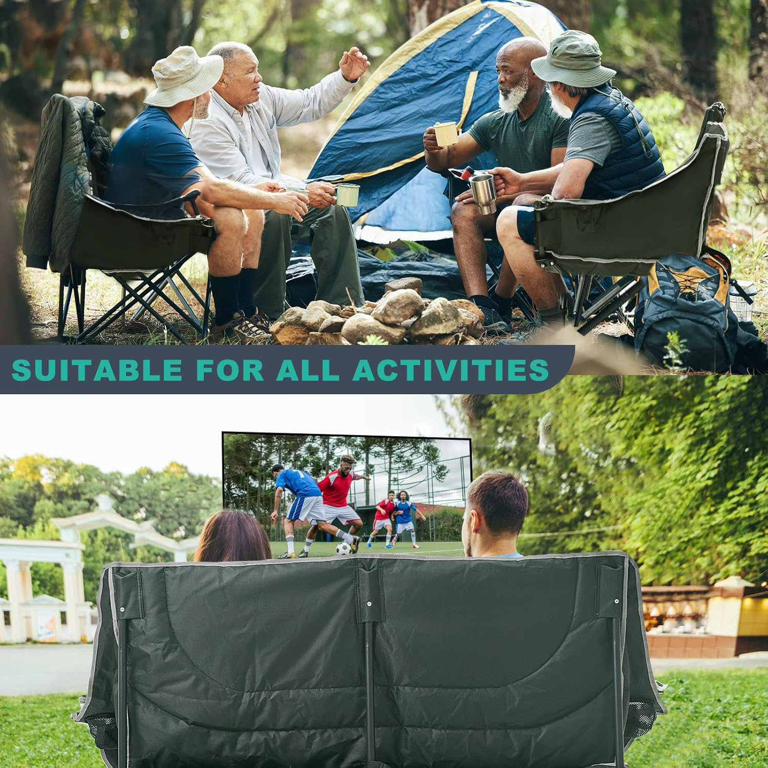 Arlmont & Co. Folding Double Camping Chair - Camping Heavy Duty Chairs ...