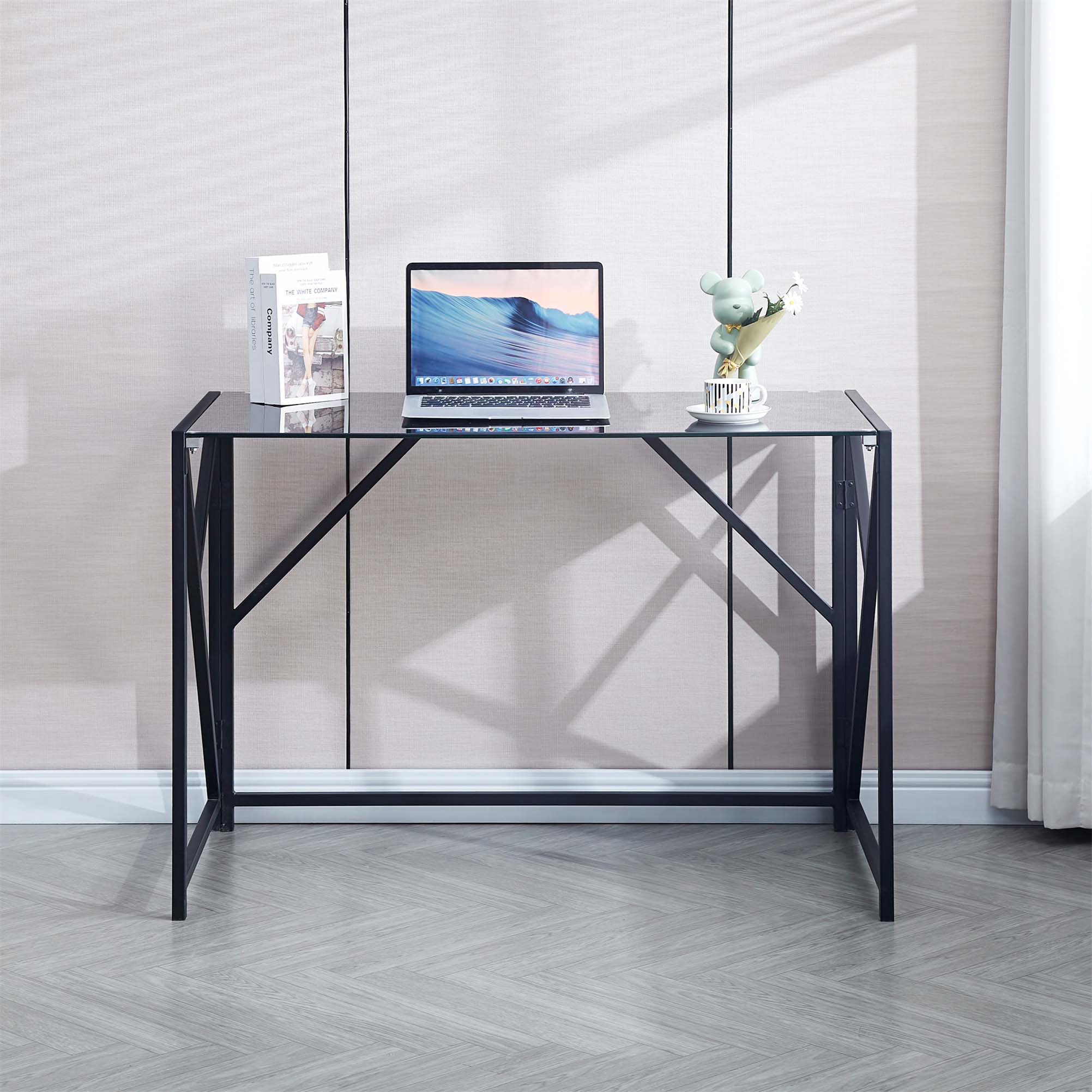 17 Stories Tempered Glass Computer Desk, Laptop Desk, PC Laptop Table ...
