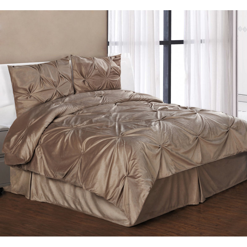 Hudson Street Pintuck Plush Complete Comforter Set & Reviews | Wayfair
