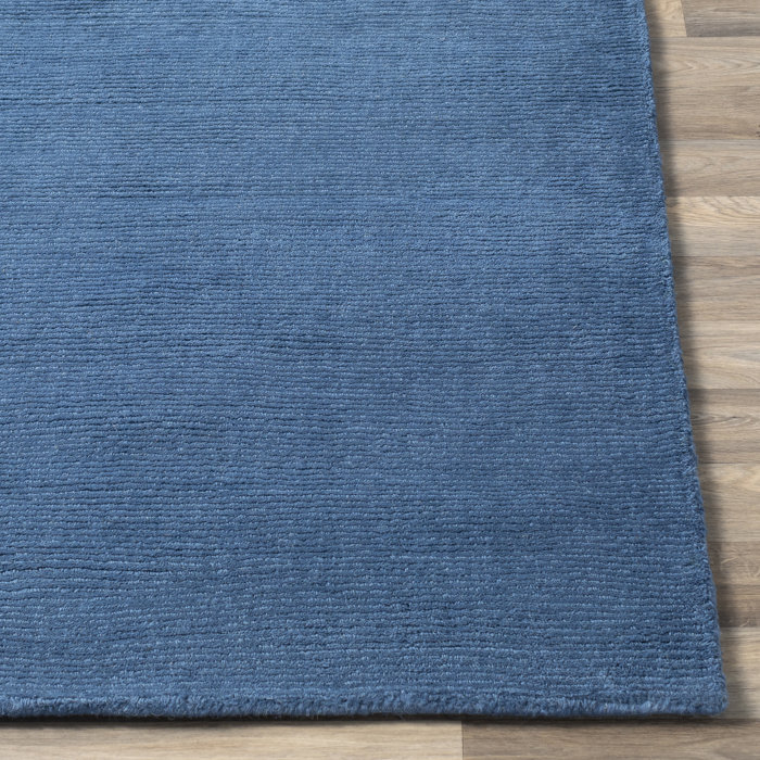 AllModern Crowe Handmade Hand Loomed Wool Dark Blue Rug & Reviews | Wayfair