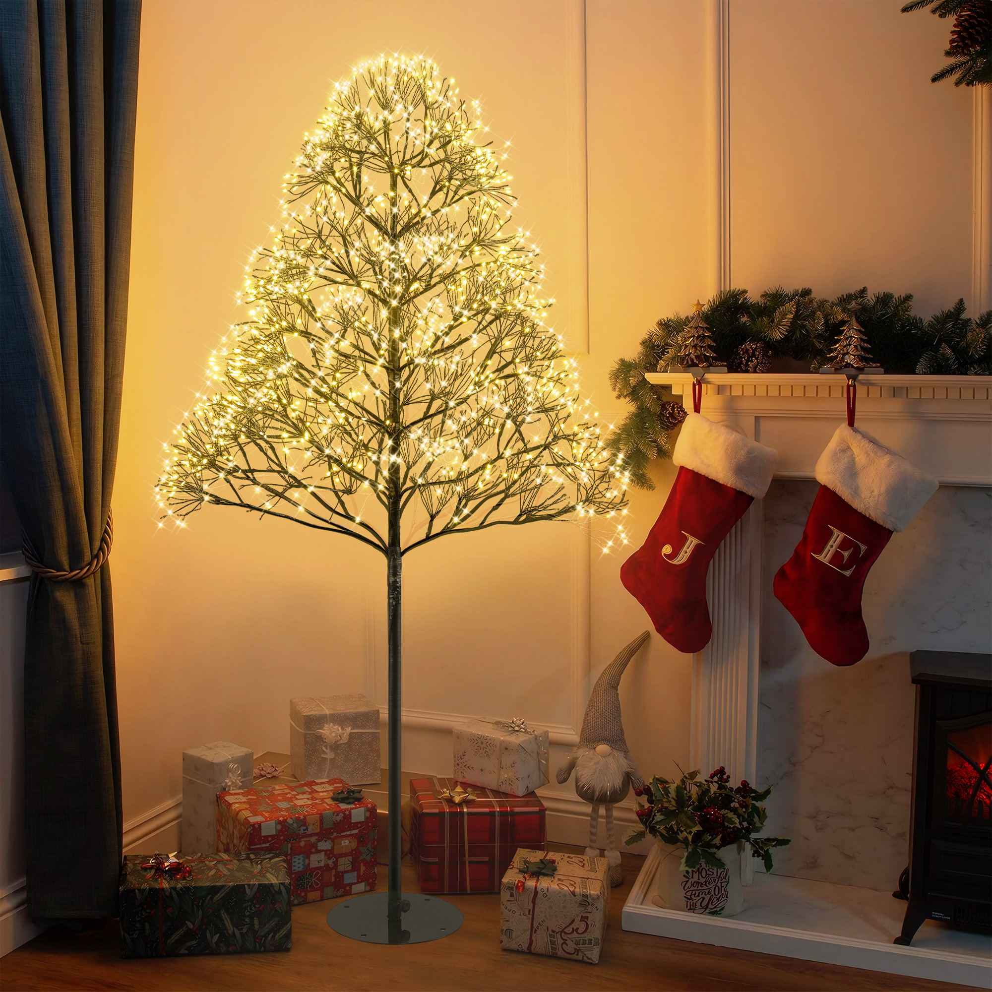 The Holiday Aisle® Exquisite Warm-Light Black Copper Wire Tree-Shaped ...