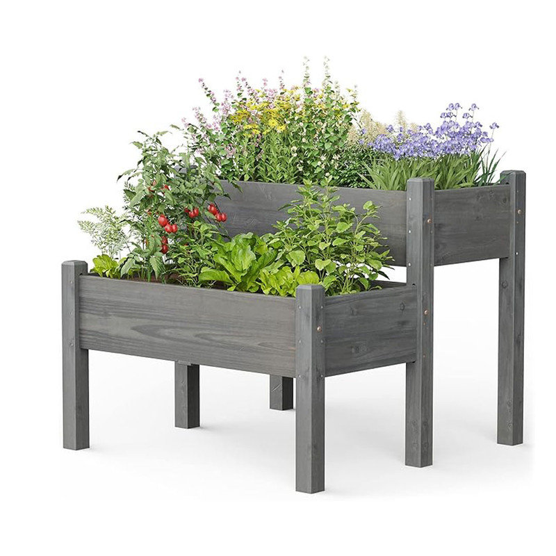 One Allium Way® Set of 2 Elevated Wood Planter Box, Raised Bed Kit for ...