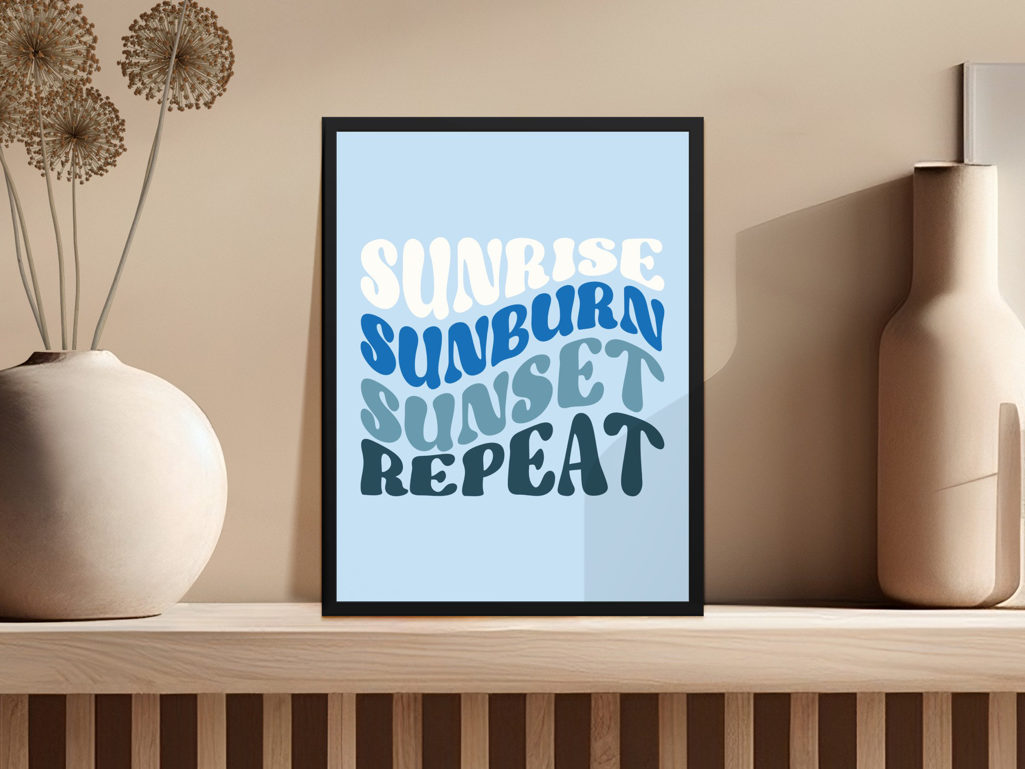 Brayden Studio Sunrise Sunburn Sunset Repeat Modern Typography Framed ...