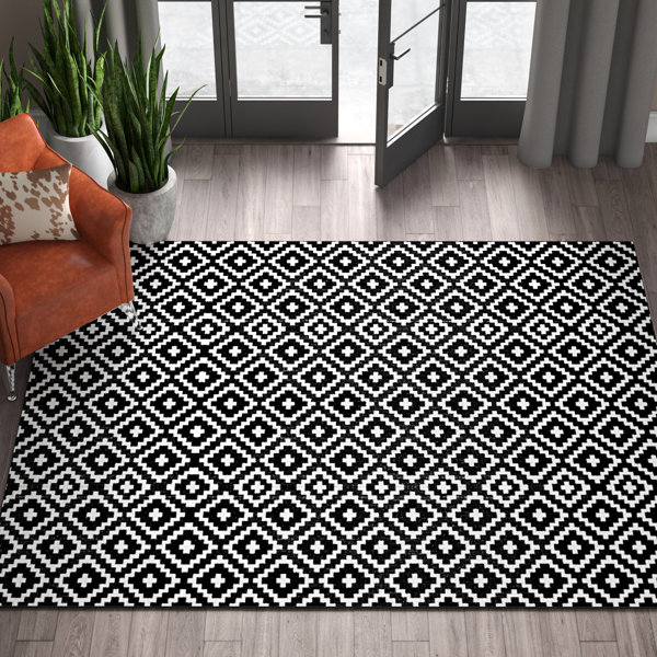 Union Rustic Boucher Geometric Black/White Area Rug & Reviews | Wayfair