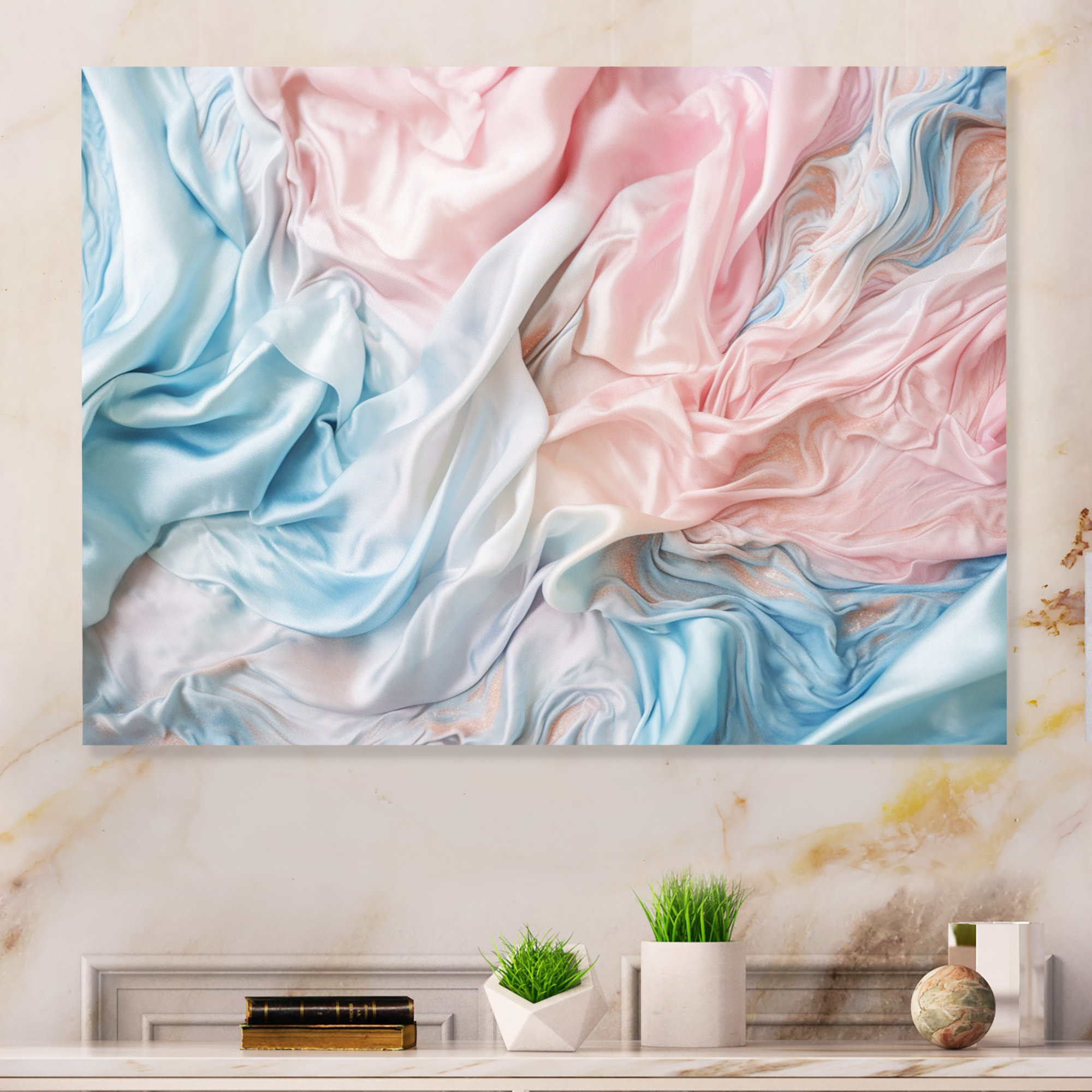 Ivy Bronx Pink Blue Dancing Colours I - Abstract Marble Metal Wall ...