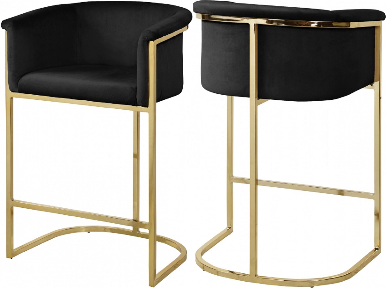 Tree Line Furniture Pilar Velvet Counter Stool In Grey, Gold Steel Base ...