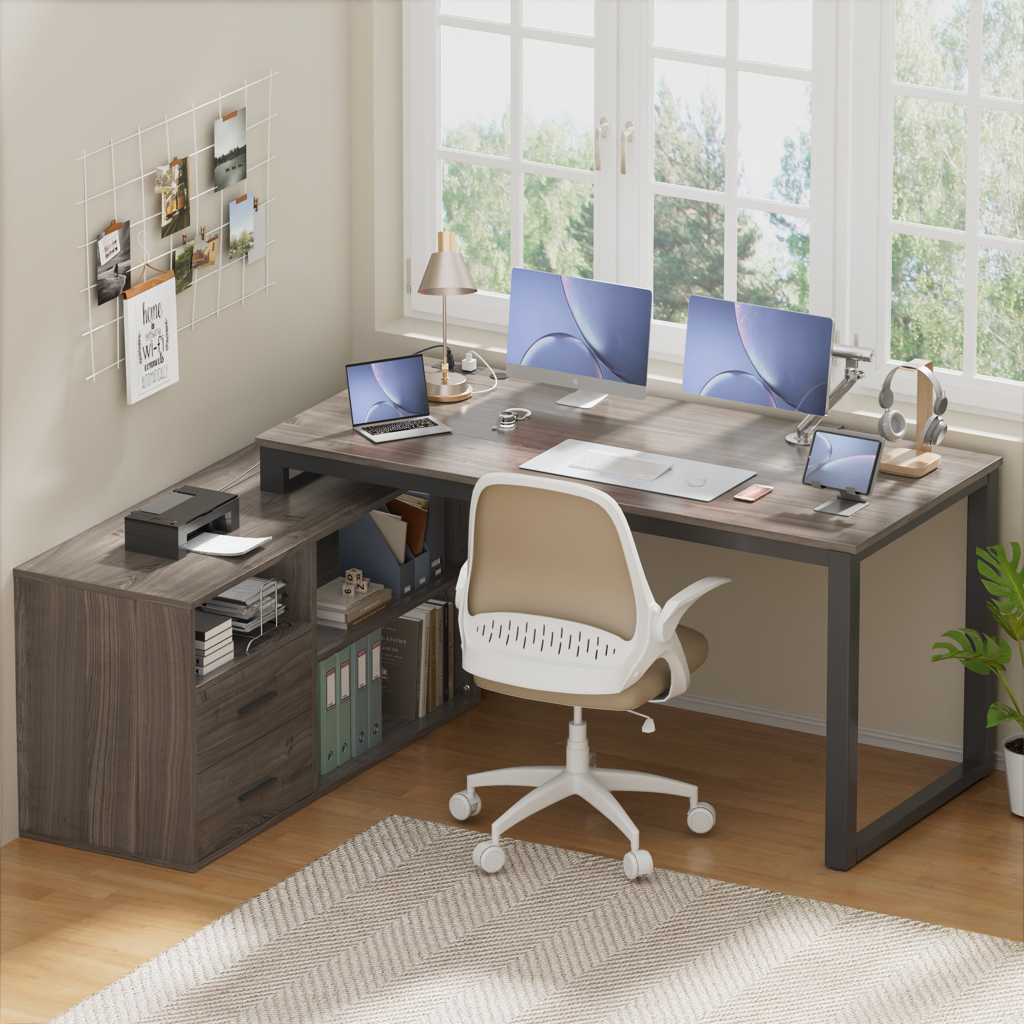 Ebern Designs Reversible L-Shape Desk & Reviews | Wayfair