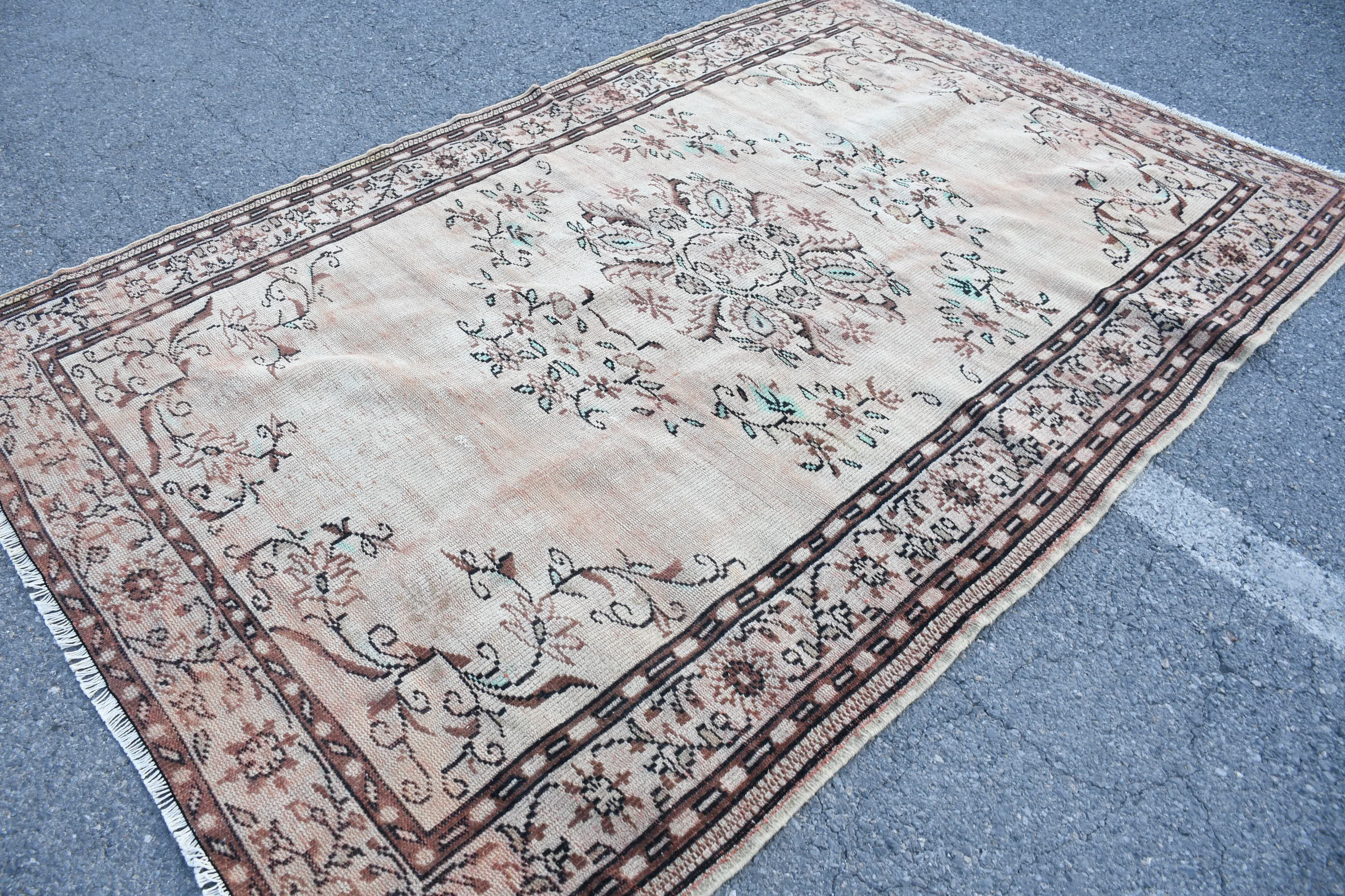 Bungalow Rose Large Beige Turkish Rug Handcrafted For Living Rooms And ...