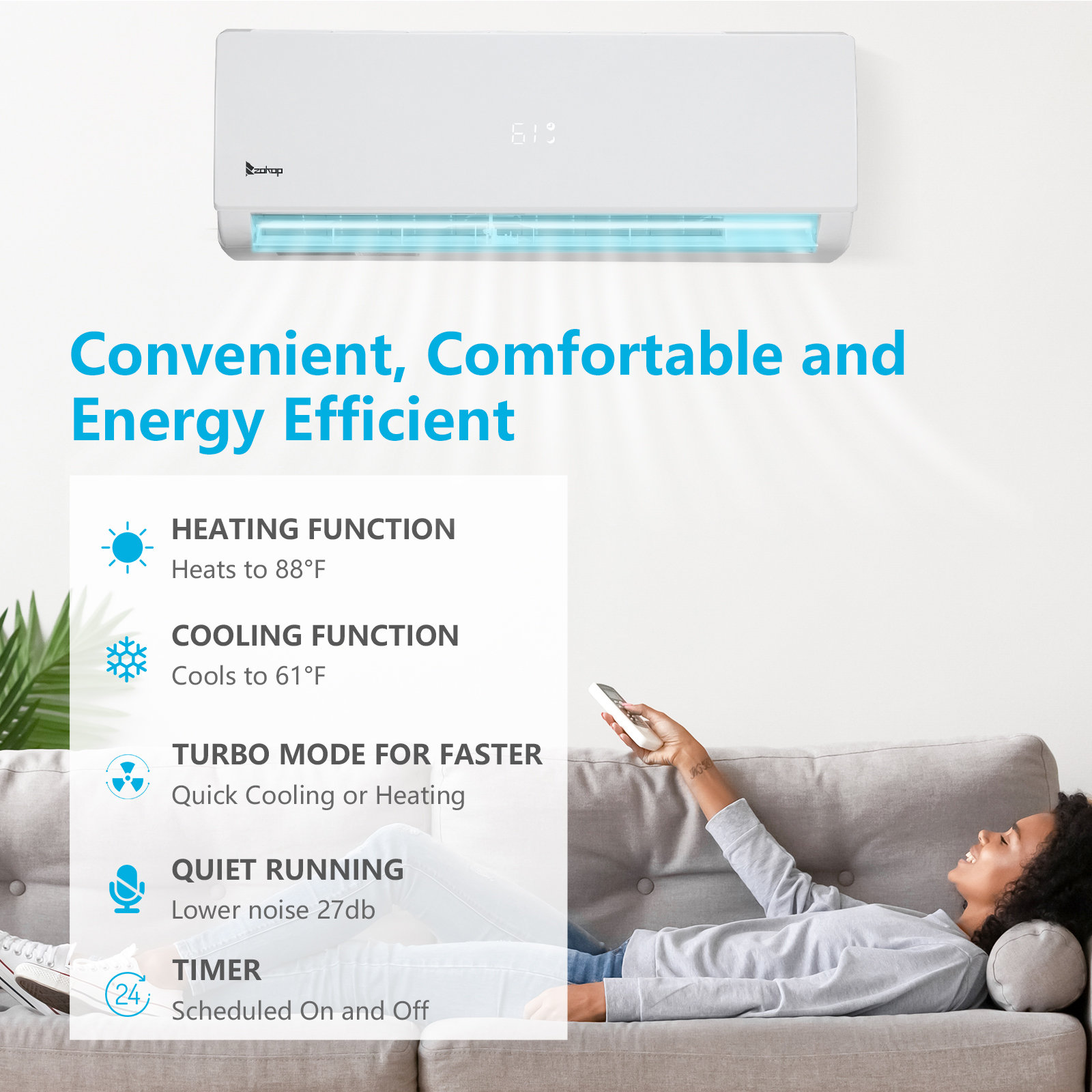 Winado 18000 Btu Wi Fi Connected Ductless Mini Split Air Conditioner