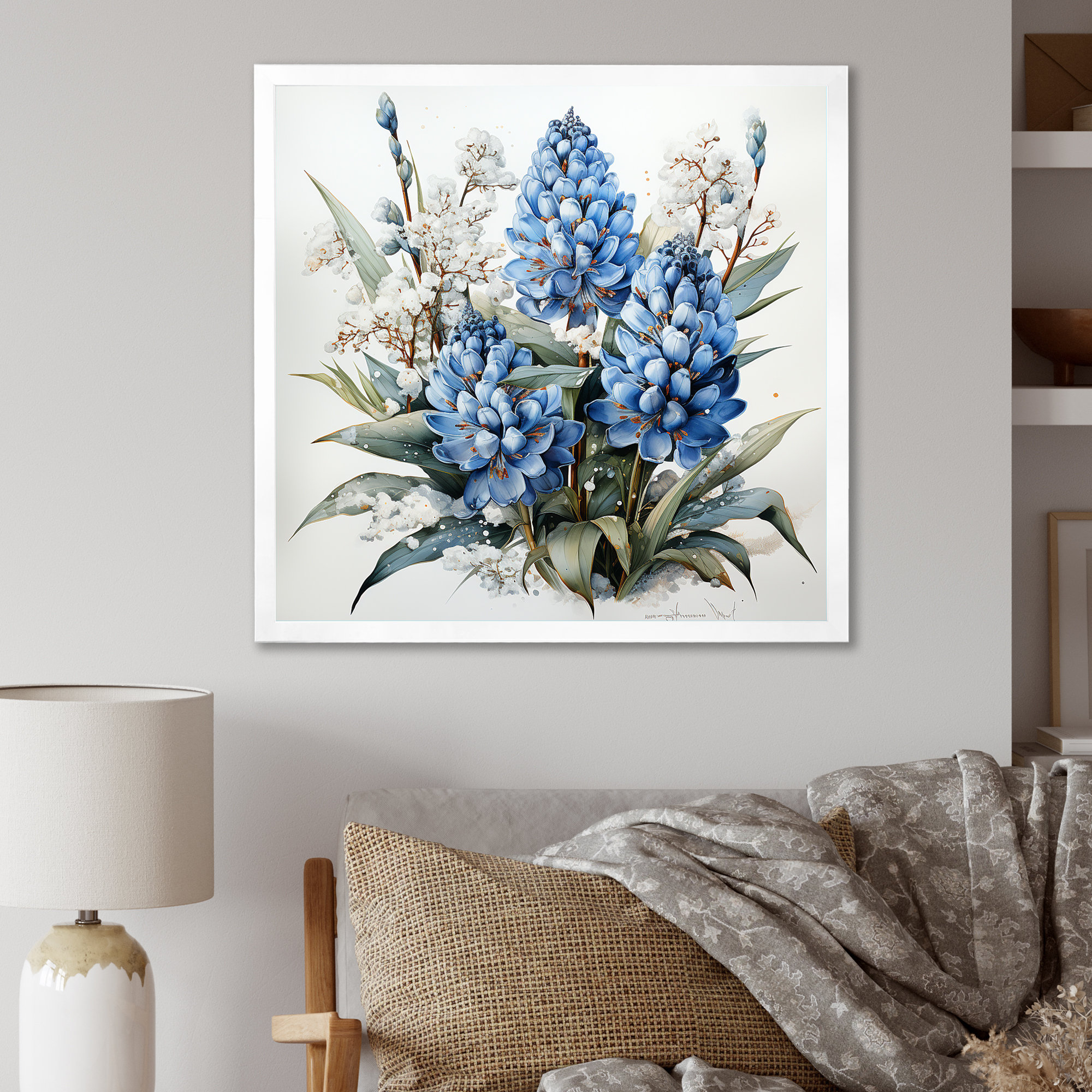 Design Art Blue Bonnets Charm In Winter I - Blue Bonnets Wall Art ...