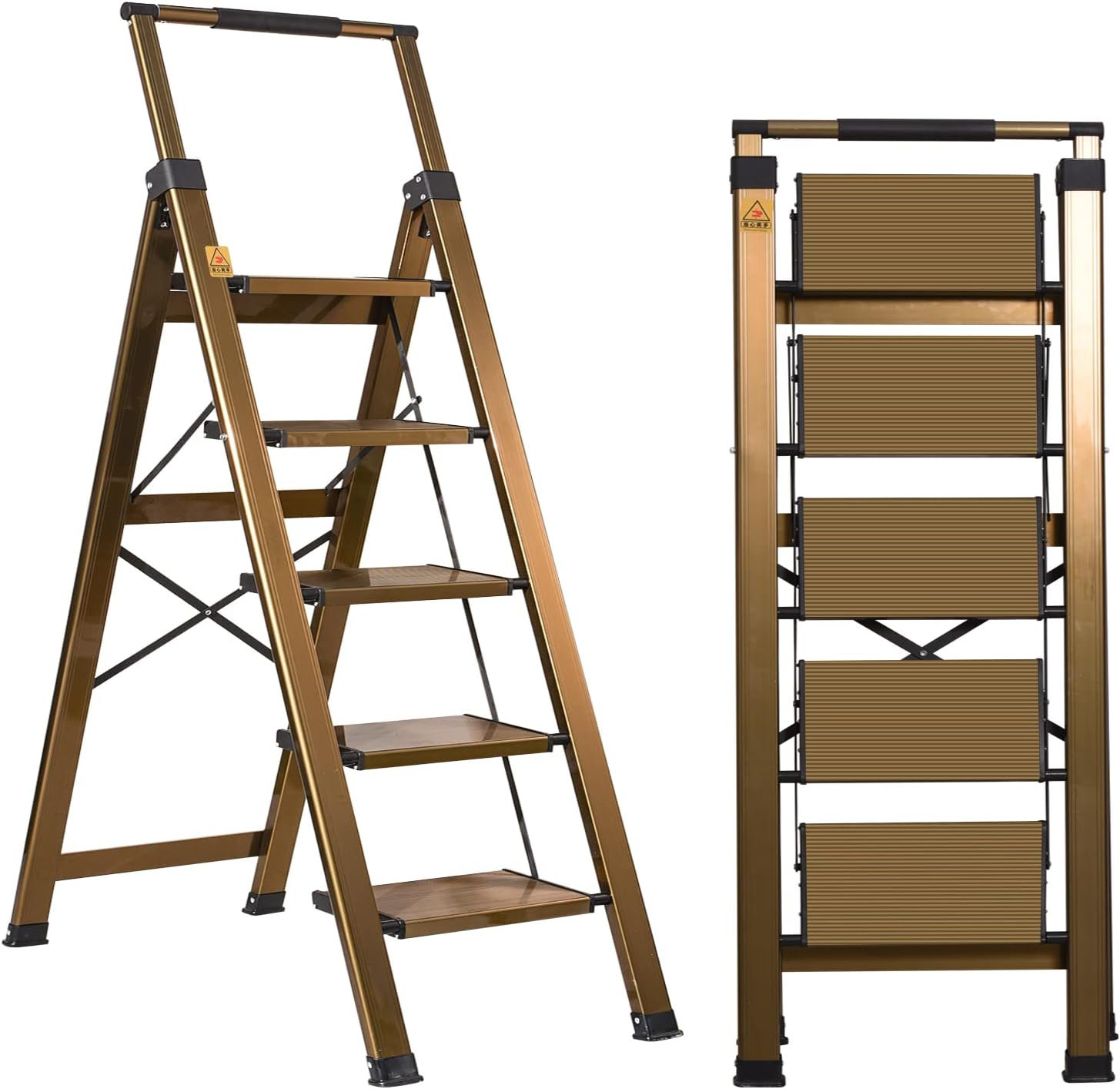 WFX Utility™ 5 Step Ladder, Aluminum 5 Step Stool With Retractable ...